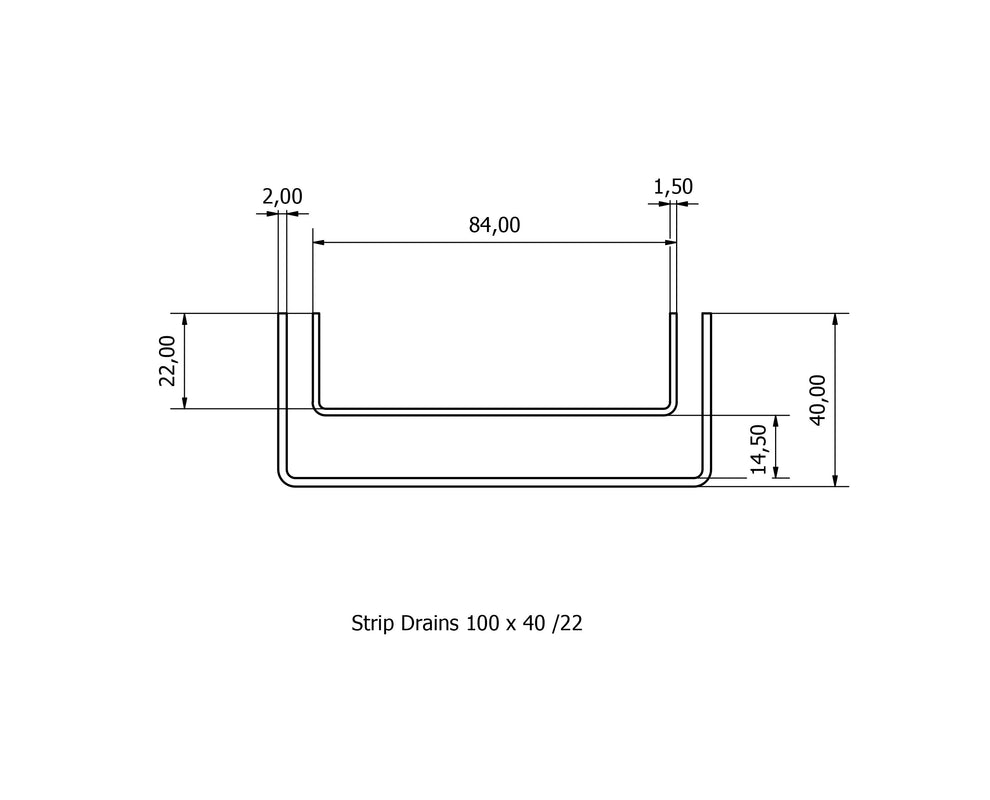 100mm x 40mm Tile Insert Strip Drain for 20mm Tile – Strip Drains Sydney