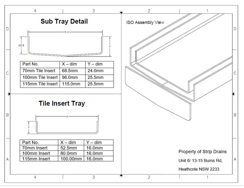 70mm x 24mm x 1.5mm Tile Insert Stainless Steel Strip Drain – Strip ...